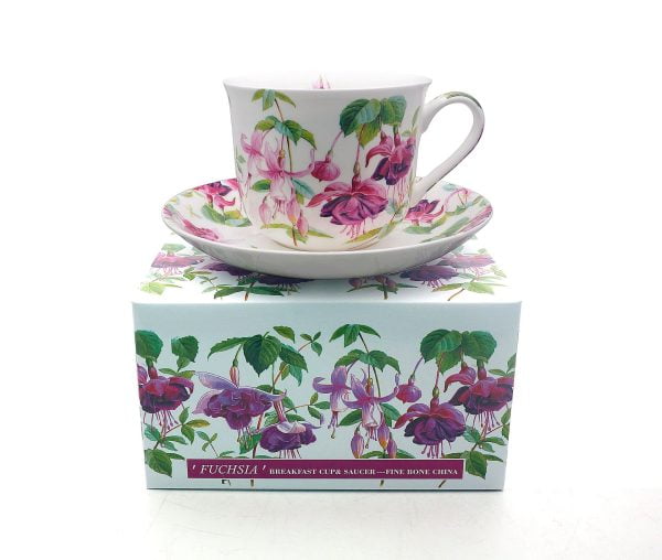Fine Bone China Breakfast Cup And Saucer FUCHSIA - China Cave Pottery